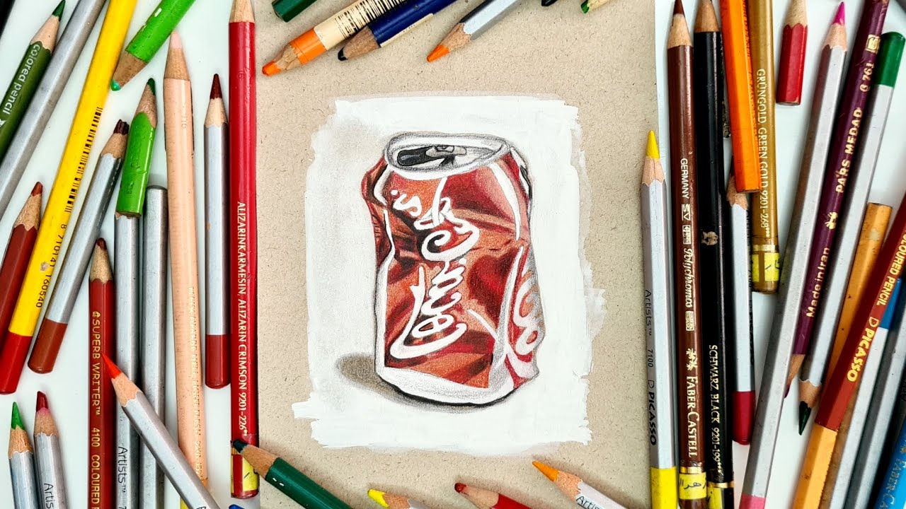 Soft drink drawing with colored pencils🥤 - YouTube