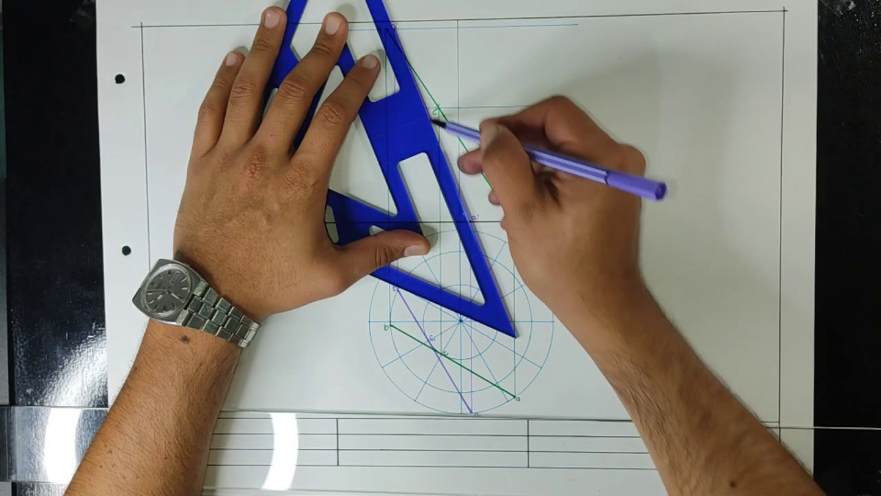 Geometría Descriptiva / Lámina 11. Giro de la Recta Cualquiera ...