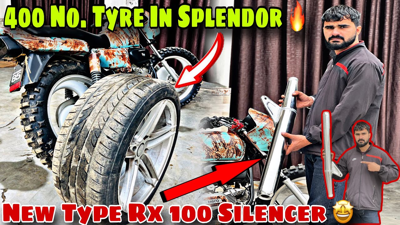 Modified Splendor 🔥|| Car Tyre Install In Splendor😱 || Size 400 No ...