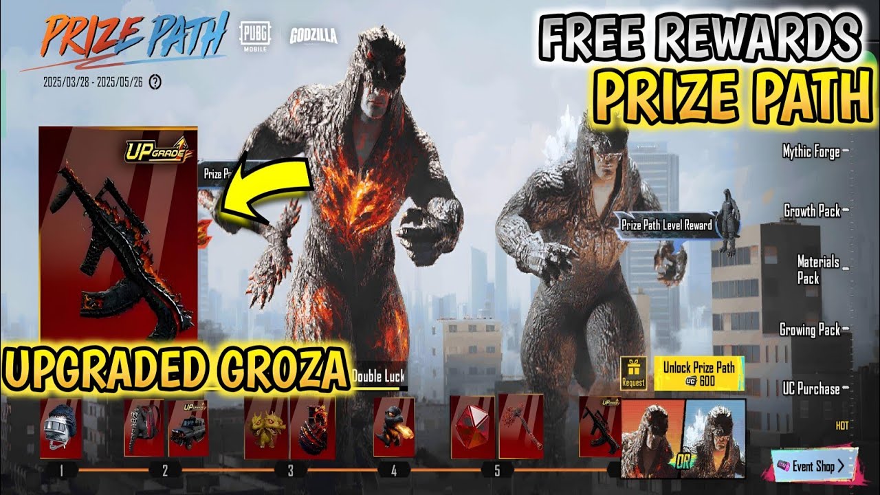 New Godzilla Prize Path Unveiled | Unlock All Rewards for Just 600 UC ...