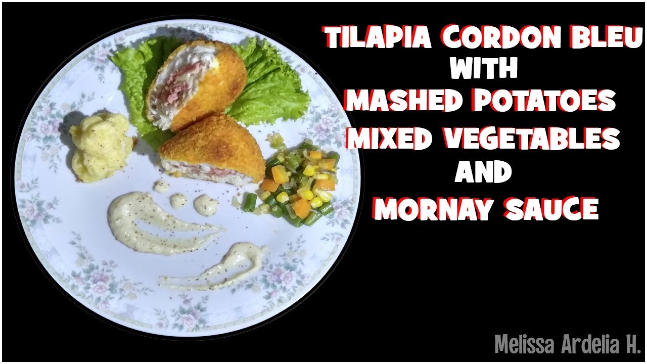 Fish Cordon Bleu with Mashed Potatoes, Mixed Vegetables and Mornay ...