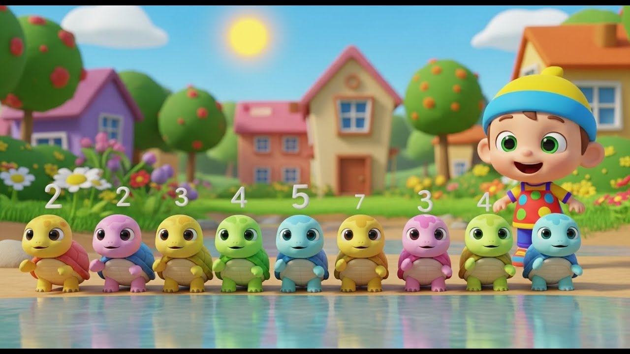 Nine Tiny Turtles Count Together | Nursery Rhymes and Kids Songs - YouTube