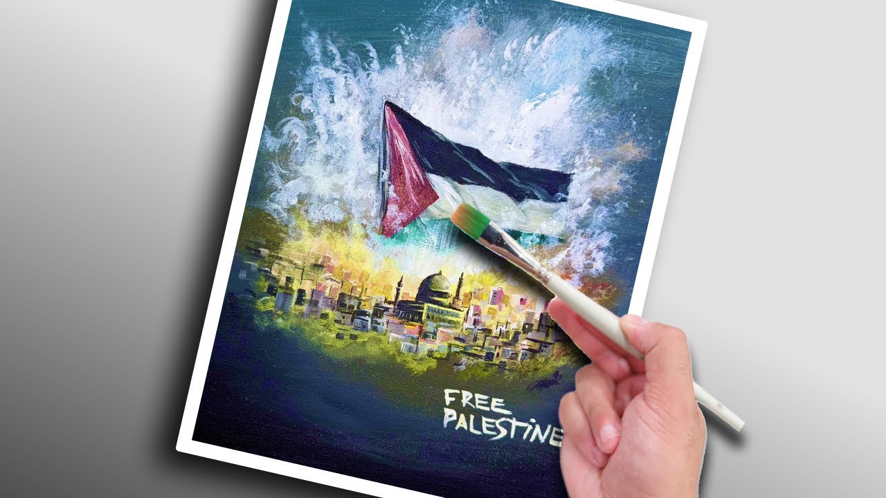 Easy Way to Paint Palestine | Acrylic Painting for Beginners #23 - YouTube