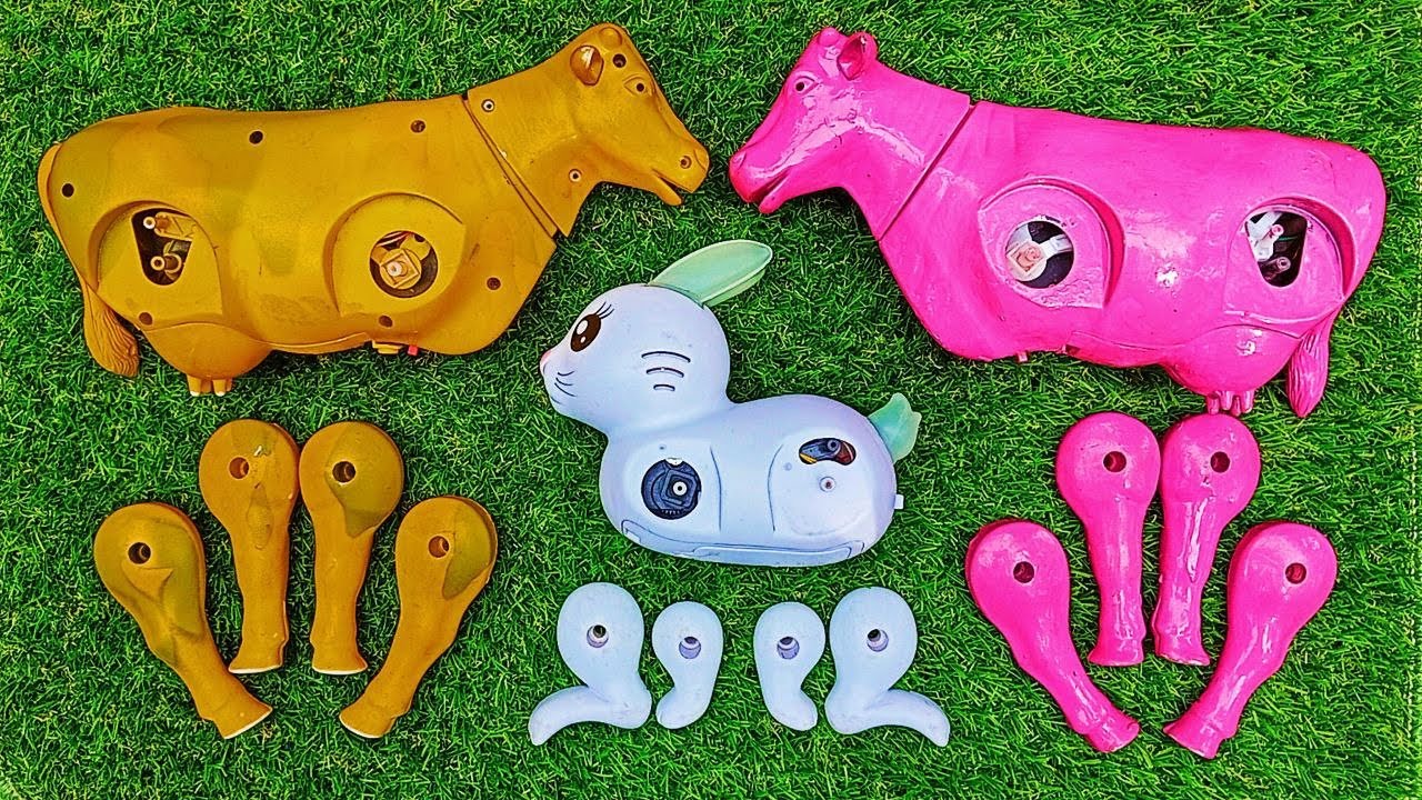 Bermain Mencari dan Merakit Mainan Sapi warna warni, Sapi Moo, Kuda ...