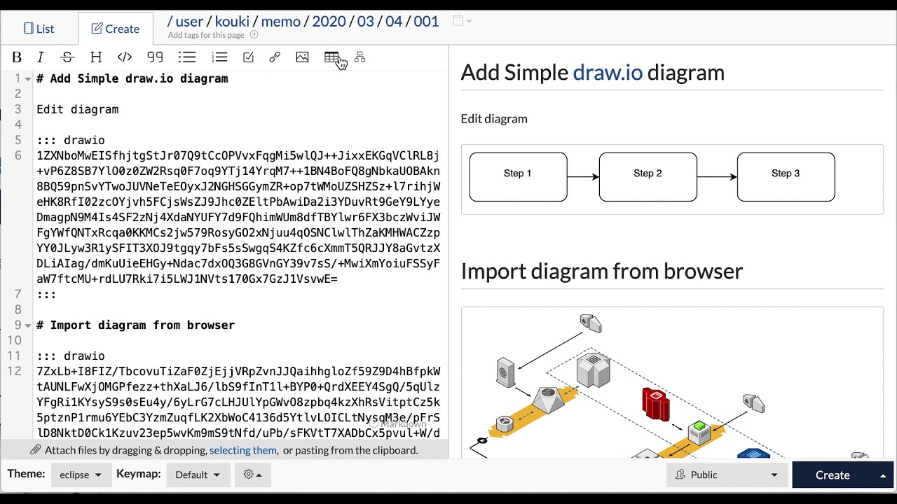 GROWI (Markdown wiki) draw.io integration Demo - YouTube