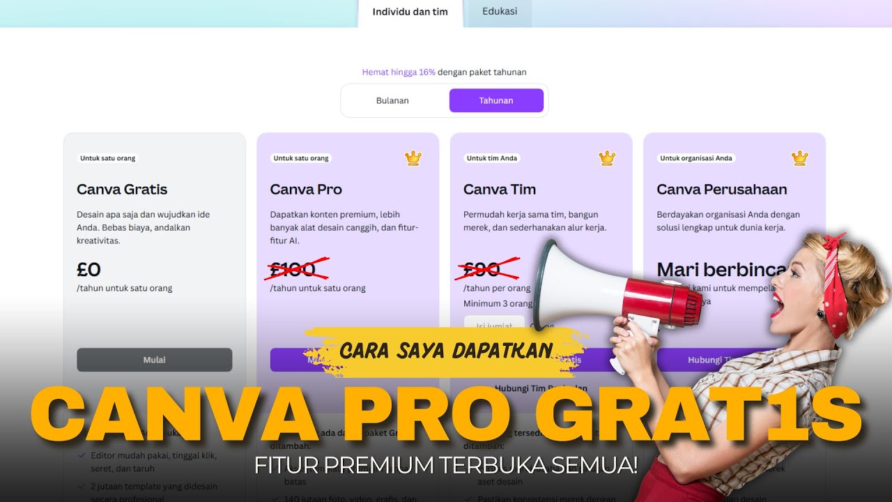 CARA MENDAPATKAN **CANVA PRO** TERBARU 2025 GRAT1S BISA SAMPAI JULI - YouTube