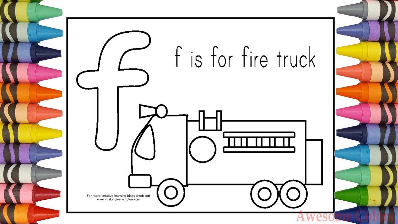 DIY Coloring Fire Engine | ABC Alphabet Colouring Pages | Learn Colors ...