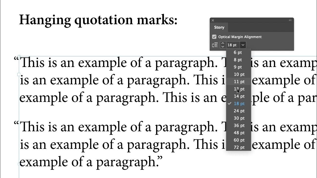 Hanging punctuation in InDesign - YouTube