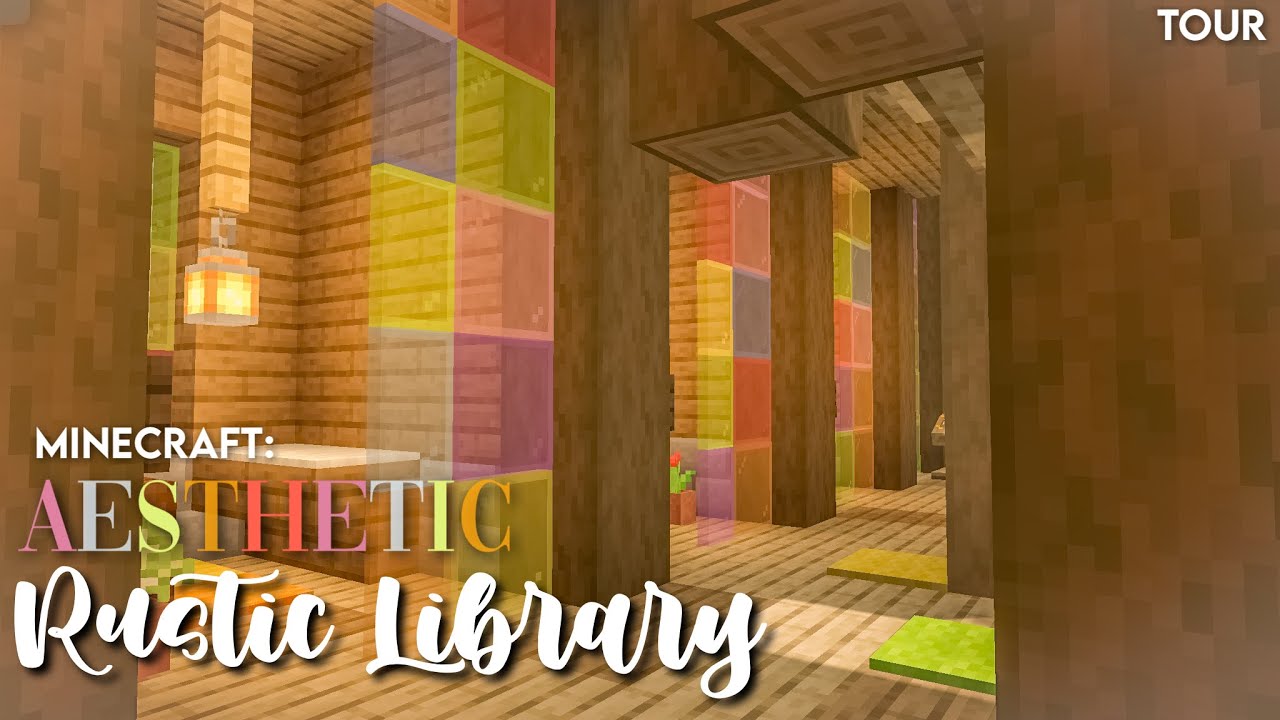 minecraft: aesthetic rustic library | tour - YouTube