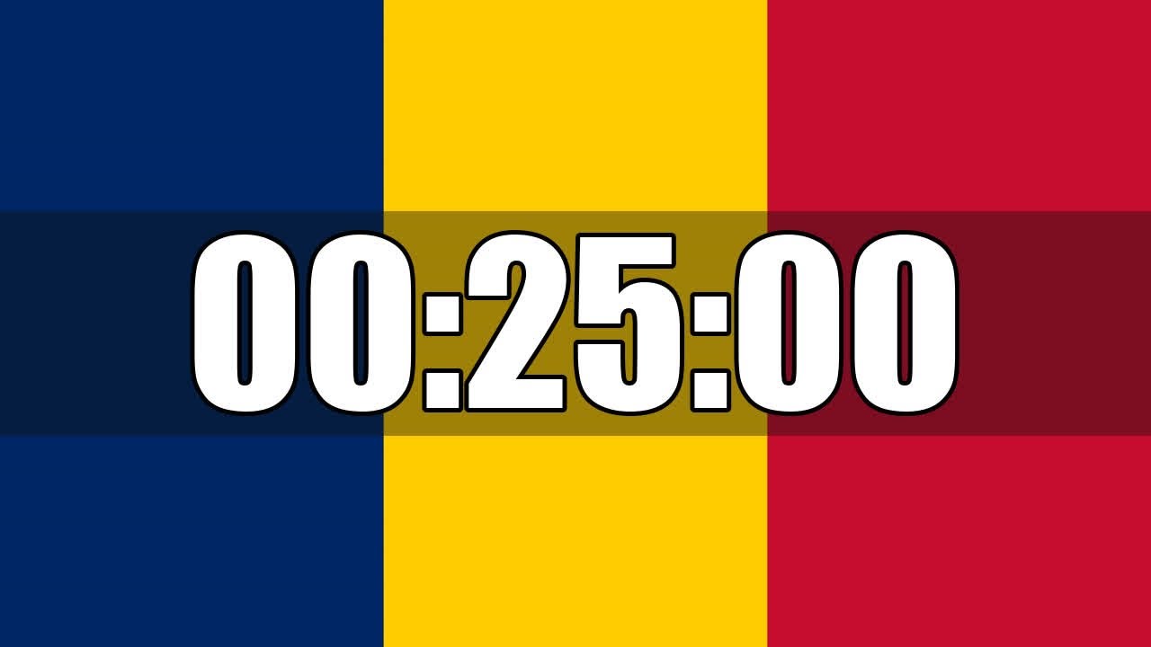 25 Minutes Countdown Timer Curated on Chad Flag Ultra Focus In HD Tik ...