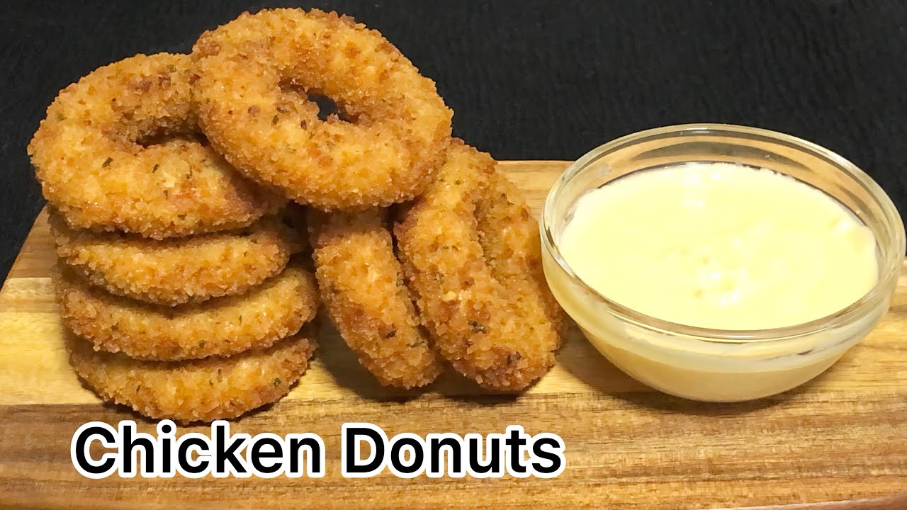 Crispy Chicken Donuts With Cheese Garlic Sauce Recipe || Chicken Donuts ...