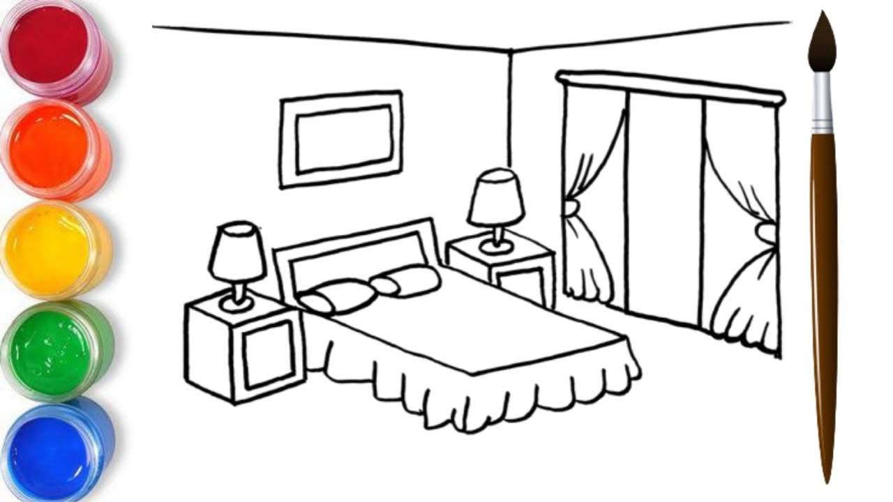 Bedroom Drawing, Paint & Colouring for Kids and Toddlers How to draw ...