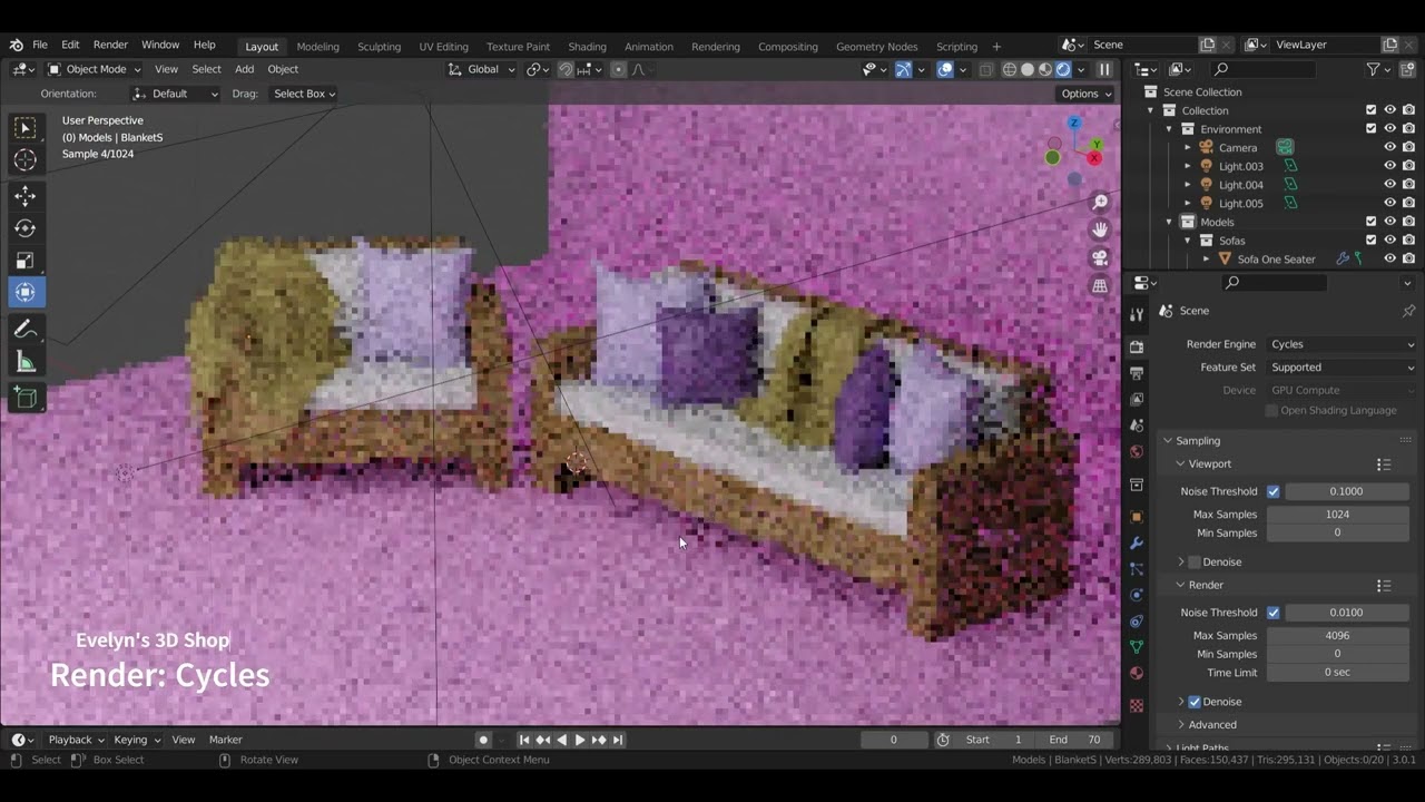 Wicker Sofa Set 3D Model (Blender Showcase) - YouTube