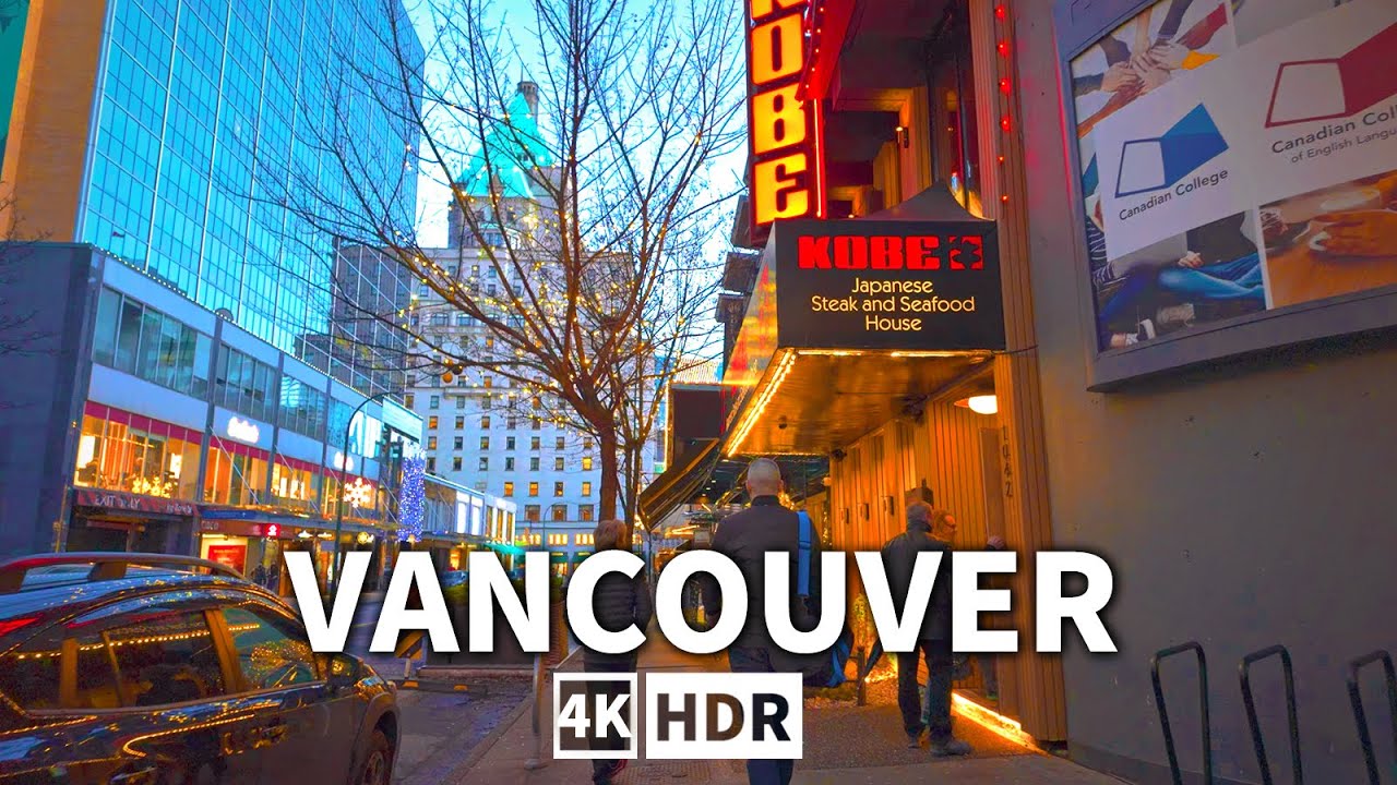 【4K HDR】2-Hour Walking Through Vancouver Downtown at Sunset | BC ...