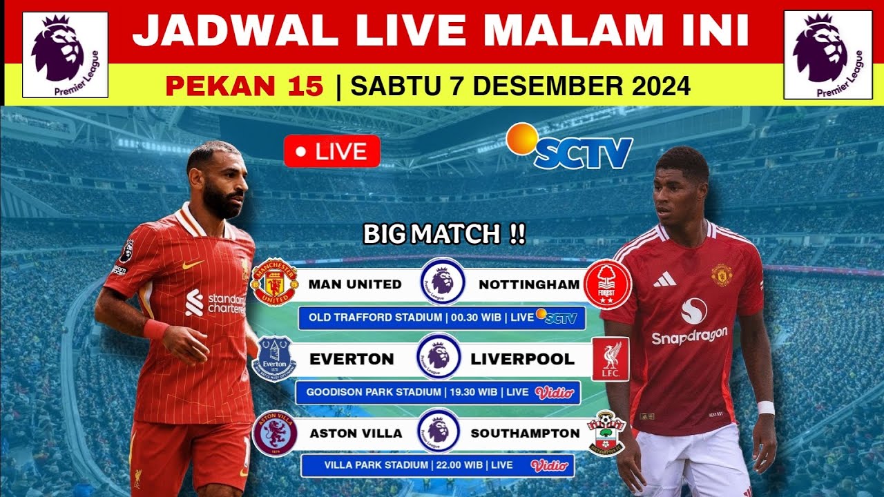 Jadwal Liga Inggris Malam Ini Live SCTV | MU vs Nottingham | Klasemen ...