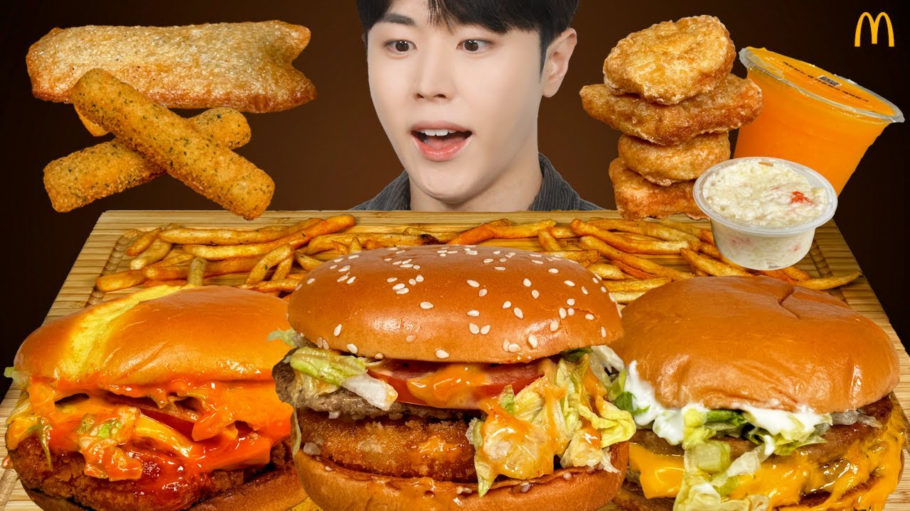 MUKBANG🧲 McDonald's New Burger & Korea Exclusive Burgers! | McCrispy ...