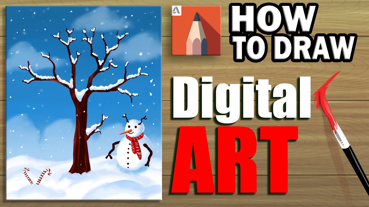 Snowman Digital Drawing- SketchBook Pro-Digital Drawing Tutorials ...