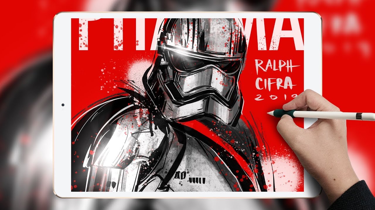 IPAD DRAWING: CAPTAIN PHASMA FROM STAR WARS - YouTube