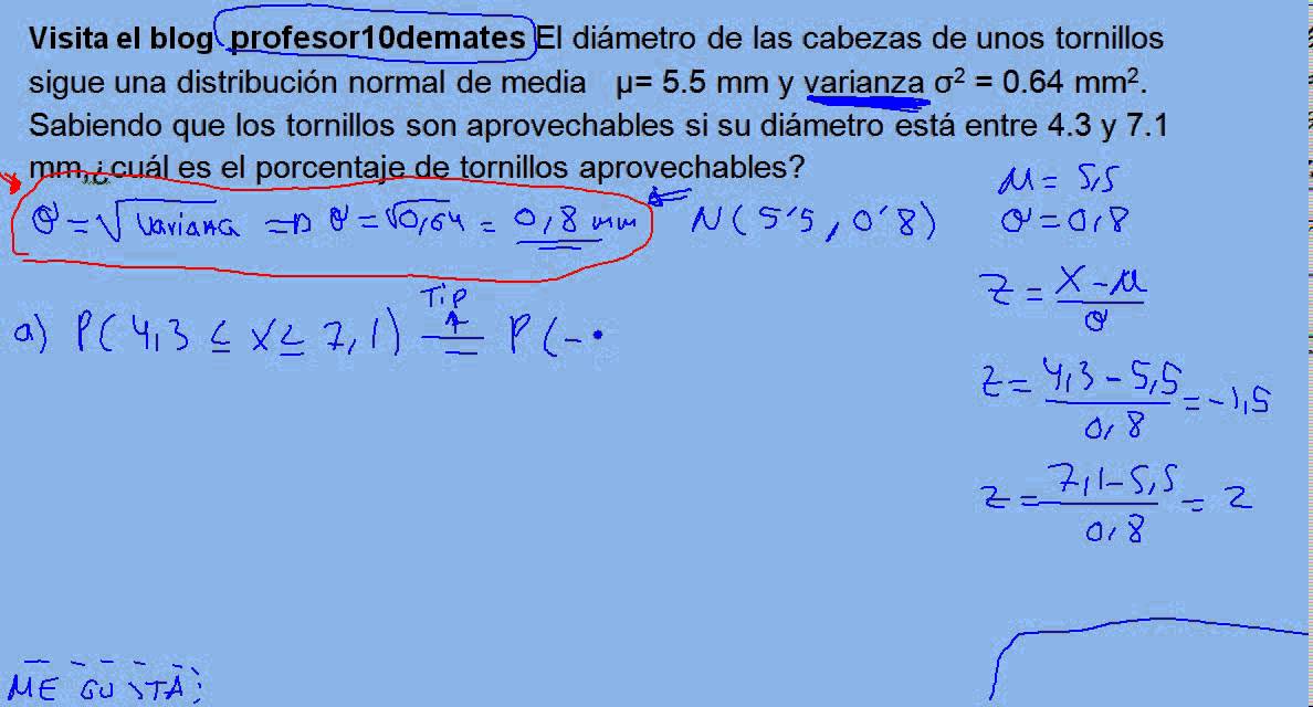 Distribución Normal 19 Tipificación ejercicio resuelto 07 - YouTube