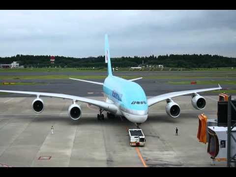 Korea Air A380 push back@Narita Airport(japan) - YouTube