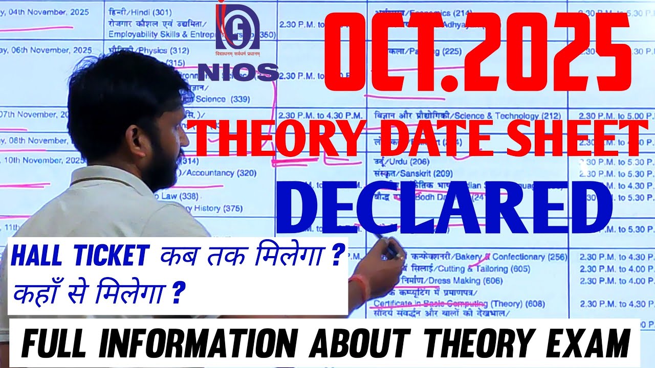 NIOS October 2025 Date Sheet Declared |october 2025 Exam Datesheet ...