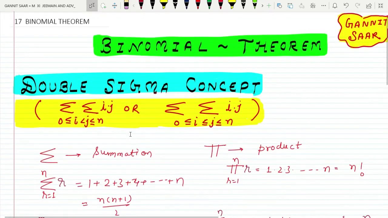 17 BINOMIAL THEOREM (DOUBLE SIGMA CONCEPT FOR IITJEE MAIN AND ADVANCE ...