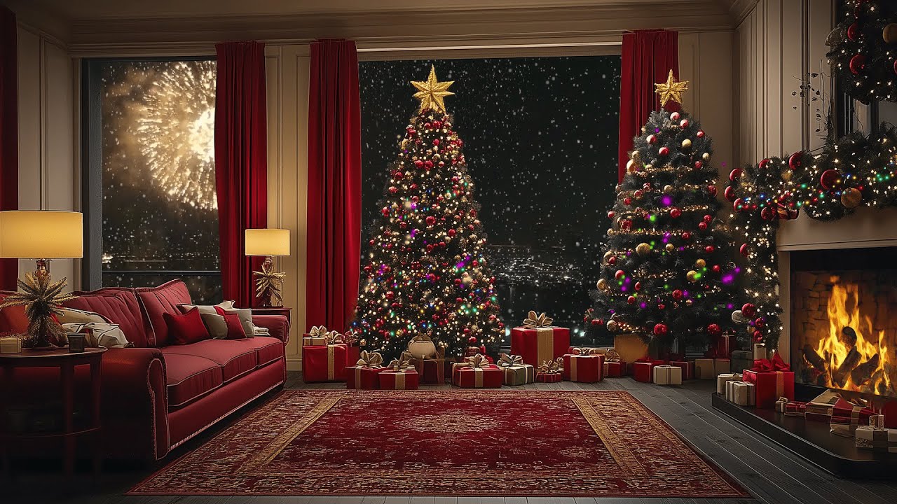 Chill Christmas Jazz with Snowfall & Warm Fireplace 🔥🎄 Top Best ...