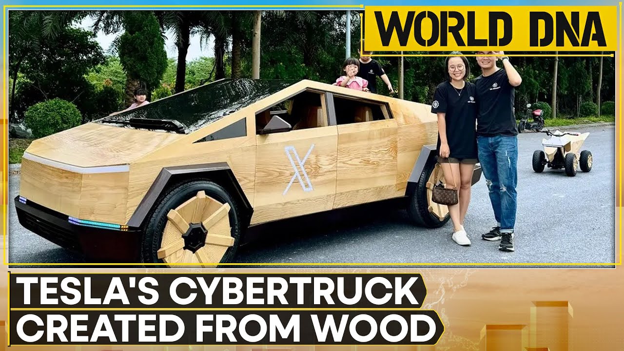 Man uses wood to construct a fully working tesla cybertruck, grabs Elon ...