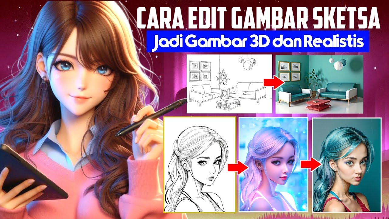 Cara Edit Gambar Sketsa Jadi Gambar Realistis 3D Dan Anime Pakai AI ...