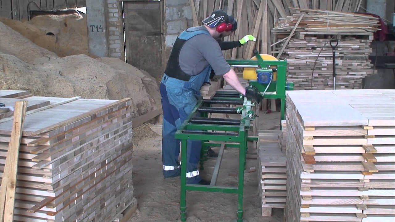 Production of parquet blanks MMK Wood - YouTube