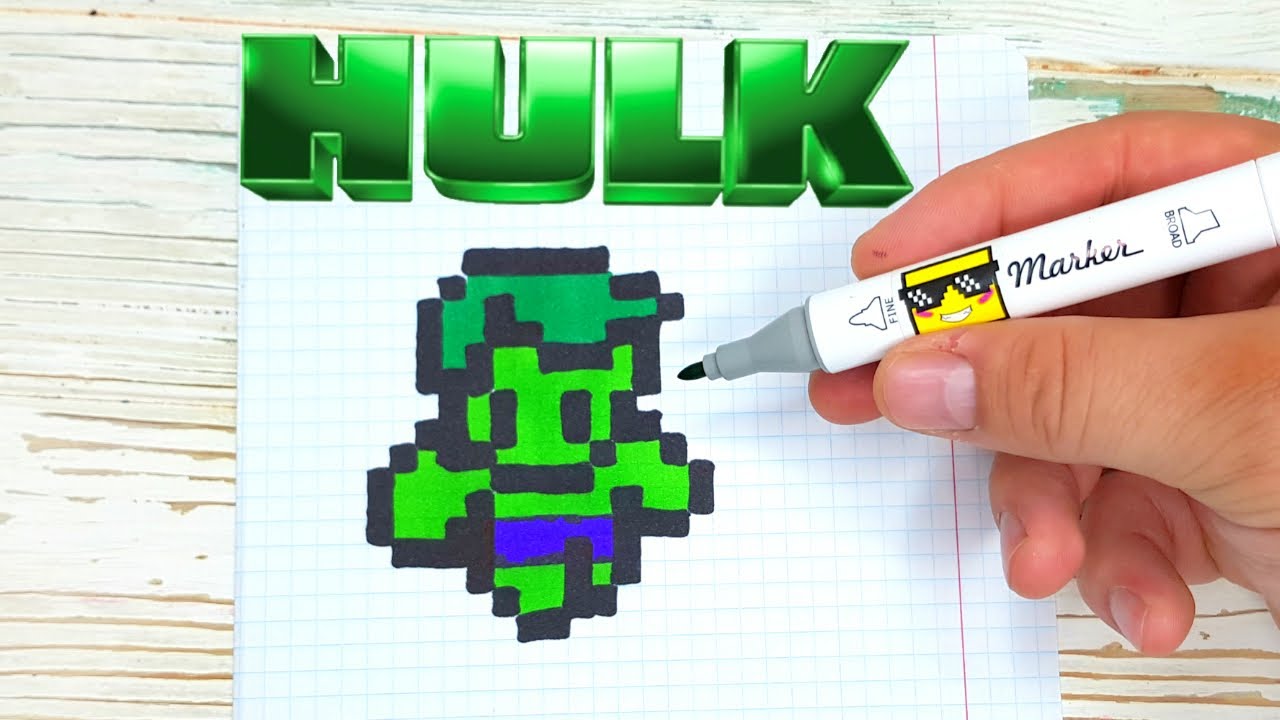 HULK - PIXEL ART - ХАЛК - РИСУНКИ ПО КЛЕТОЧКАМ - YouTube