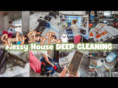 Deep Clean My Messy House With Me 🧽 | Cozy Fall Cleaning + Spooky Real Life Story Time