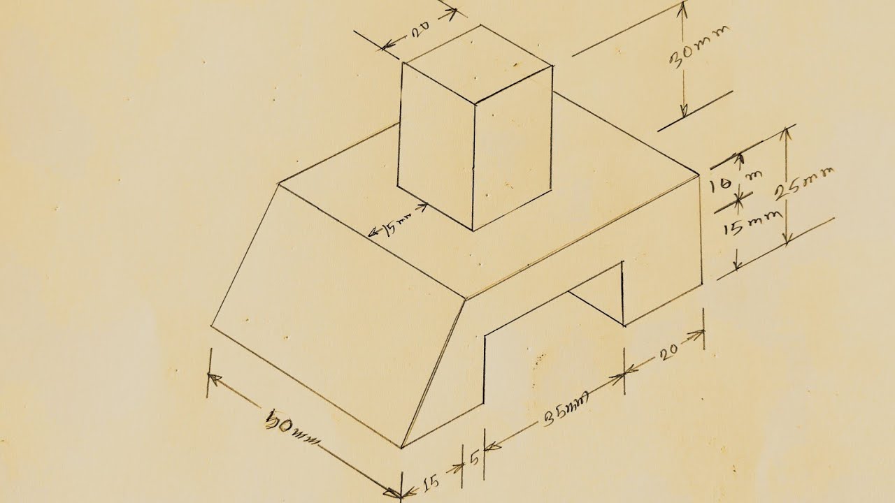 Isometric View of Base Pillar Drawing. Engineering Drawing - YouTube