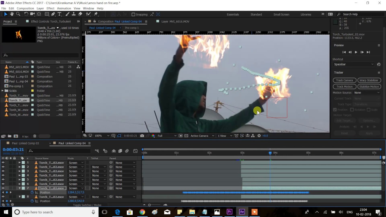 animate the fire and also add some effects After effect tutoral part 3 ...