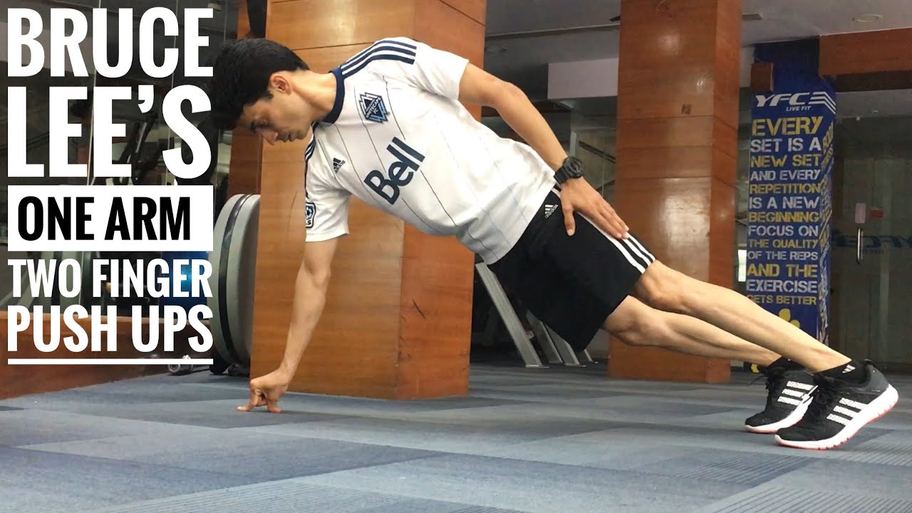 Bruce Lees one arm two finger push ups - YouTube