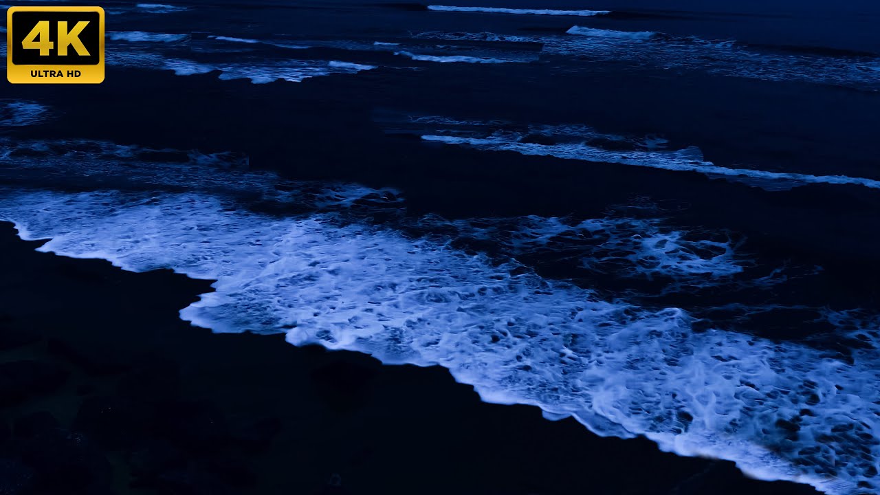 Ocean Waves At Night | Sleep 10 Hours Straight with Ocean Sounds at ...