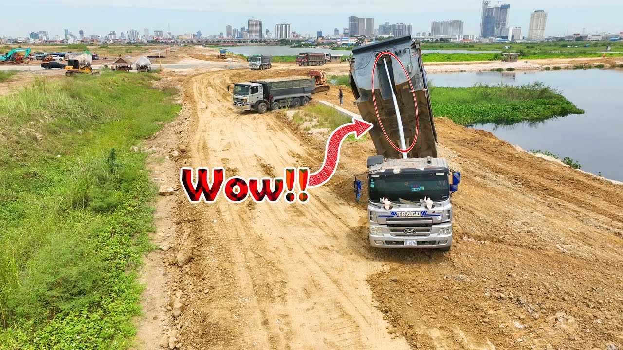 Wow!!Amazing road building mighty machines bulldozer pushing rock and ...