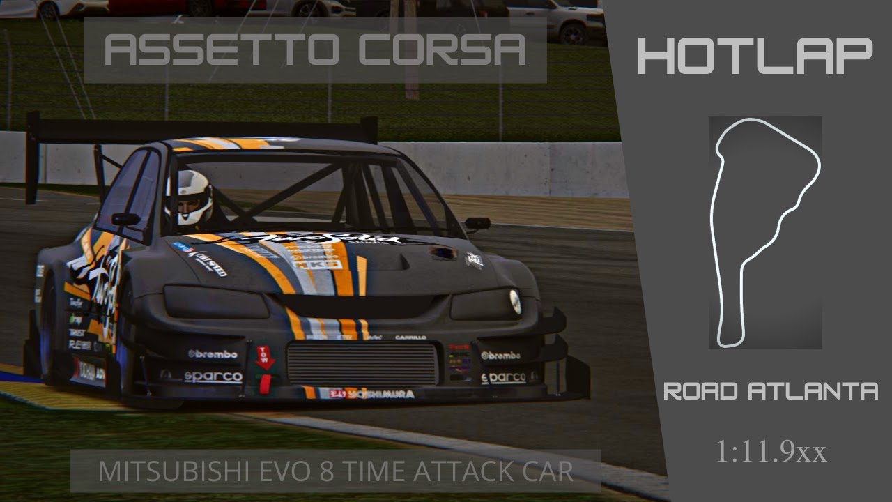 [Assetto Corsa] 1000HP Time Attack Evo Takes on Road Atlanta - YouTube