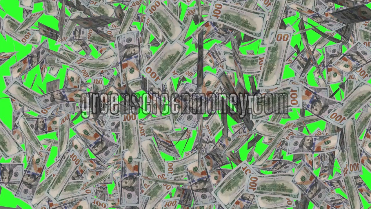 100 Dollars Green Screen Falling Money Bills Banknotes Chroma Key ...