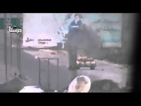 Syria FSA SPG 9 bounces of Syrian Army T 72 in Harasta - YouTube