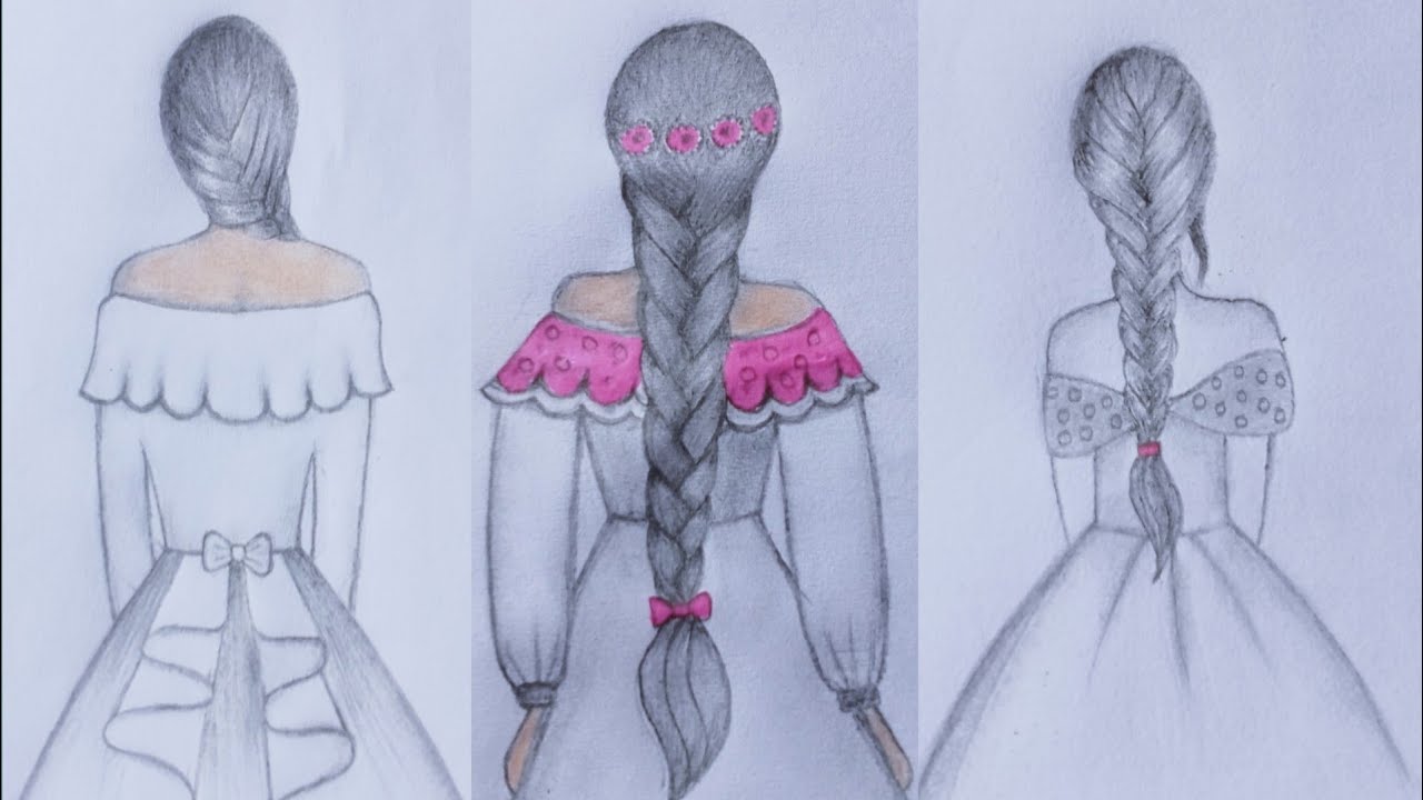 3 beautiful girl drawing ideas // Girl drawing step by step very easy ...