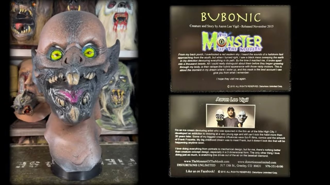 Distortions Unlimited Bubonic Halloween Mask - YouTube