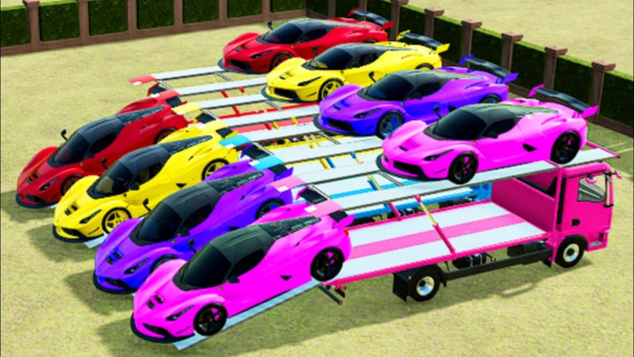 LOAD AND TRANSPORT FERRARI HYBRID CAR WITH AUTOTRANSPORT TRUCK ...