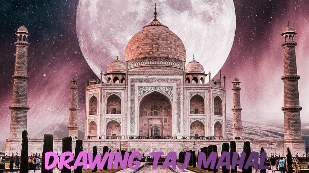 How to draw Taj Mahal step by step easily with pencil || MG Drawing ...