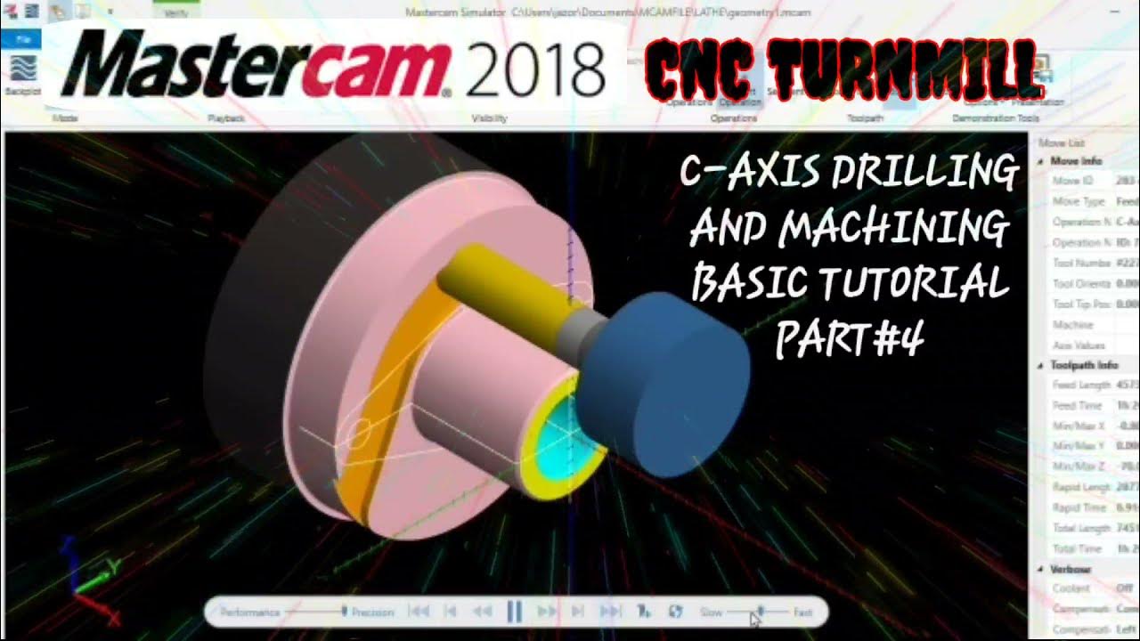 MASTERCAM2018 CNC TURNMILL C-AXIS PROGRAMMING FOR BEGINNERS PART 4 ...