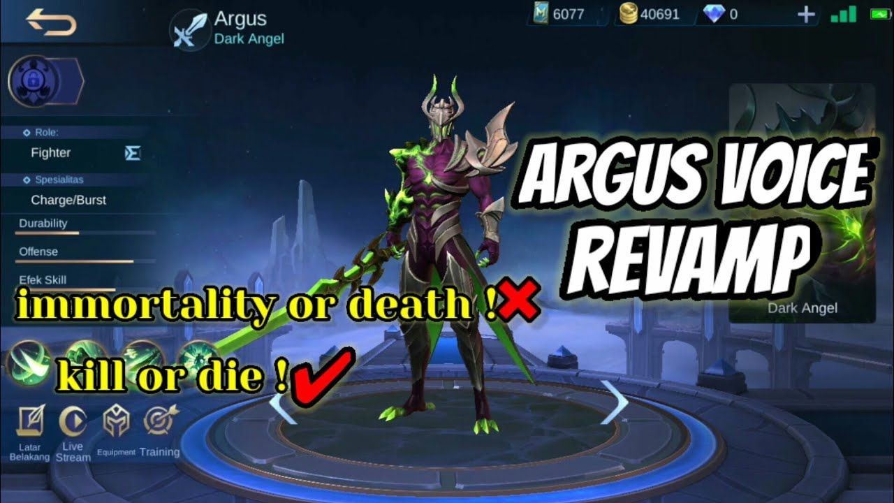 Argus revamp voice | kill or die ! | mobile legends - YouTube