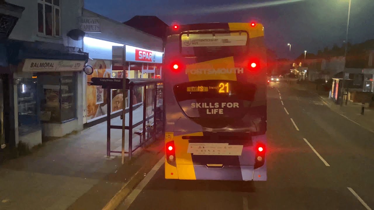 Full Route Visual ~ Bus Route 21 : Portsmouth Harbour - Havant - YouTube