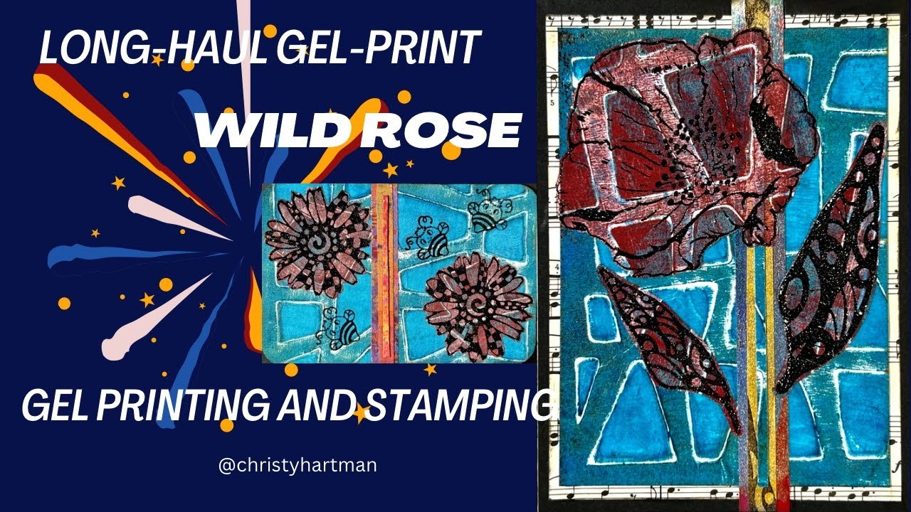 Grid Long Haul Gel Print with Stamped Wild Rose - YouTube