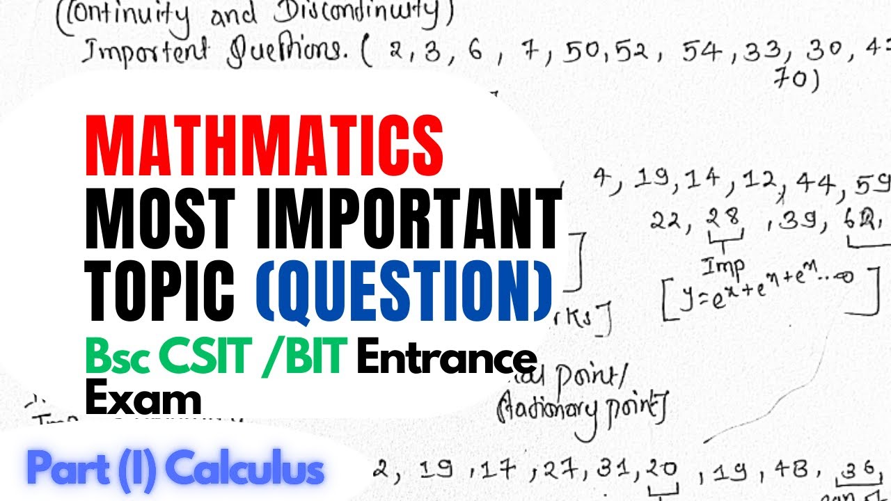 | Complete Calculus | Mathematics Most Importent Topic (Questions) Bsc ...