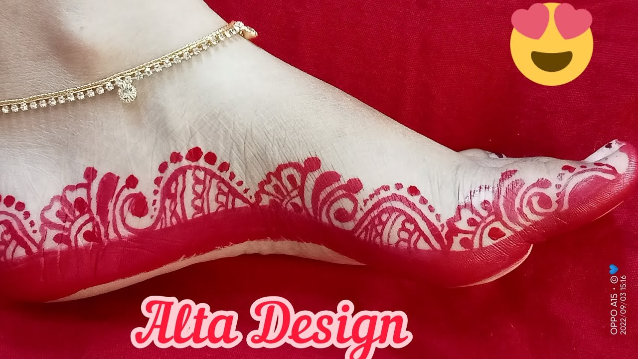 পায়ের আলতা// EASY AND SIMPLE ALTA DESIGN// BRIDAL ALTA DESIGN// ALTA ...